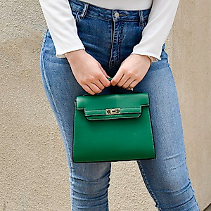 EVVE Women's Top Handle Satchel with Detachable Strap Small Pebbled Leather Crossbody Bag_TAN