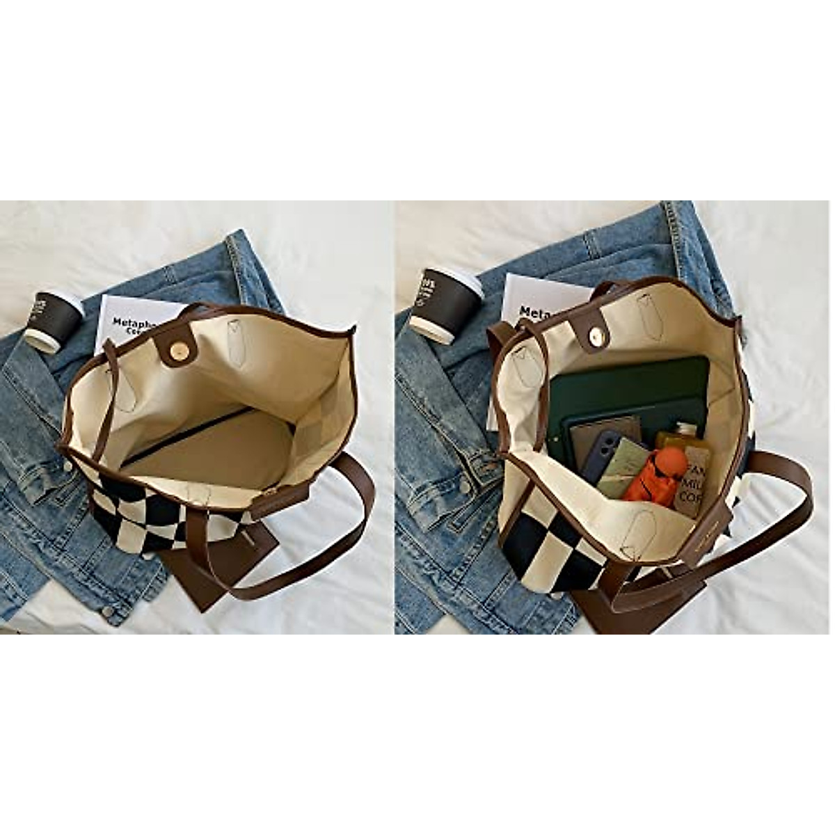 Canvas Womens Crossbody Handbag Shoulder Bag Purse Set Top Handle Satchel Casual Messenger Bag with Adjustable Shoulder Strap (beige)