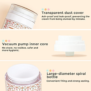 3pcs Airless Pump Jars for Lotions and Creams, 0.5/1/1.7oz Airless Cosmetic Pump Container, Cream Jar Vacuum Bottle Dispenser, Refillable Airless Pump Bottles for Lotions and Creams