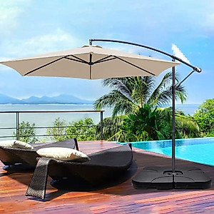 Simple Deluxe 4PCS Cantilever Offset Patio Umbrella Base Square Stands, 176LB Square Shaped Water or 132LB Sand Filled Umbrella Base with U Locking, Black