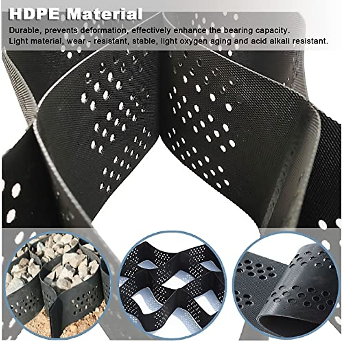 HAUTHE Ground Grid Anti-Slip Soil Geocell Stabilizer Geogrid, Flexible Ground Grid for Walkways Garden Parking, Cuttable Permeable Geo Grid for Subgrade Work (Size : 3mx8m (9.8ftx26.2ft))