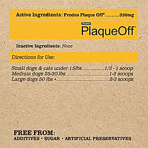 Dr. Pol ProDen PlaqueOff Powder for Pets - Cat and Dog Dental Care - Natural Tartar and Plaque Remover for Dogs Teeth & Gums - Cat Dental Care Food Additive - Pet Oral Health Supplement - 60g, White
