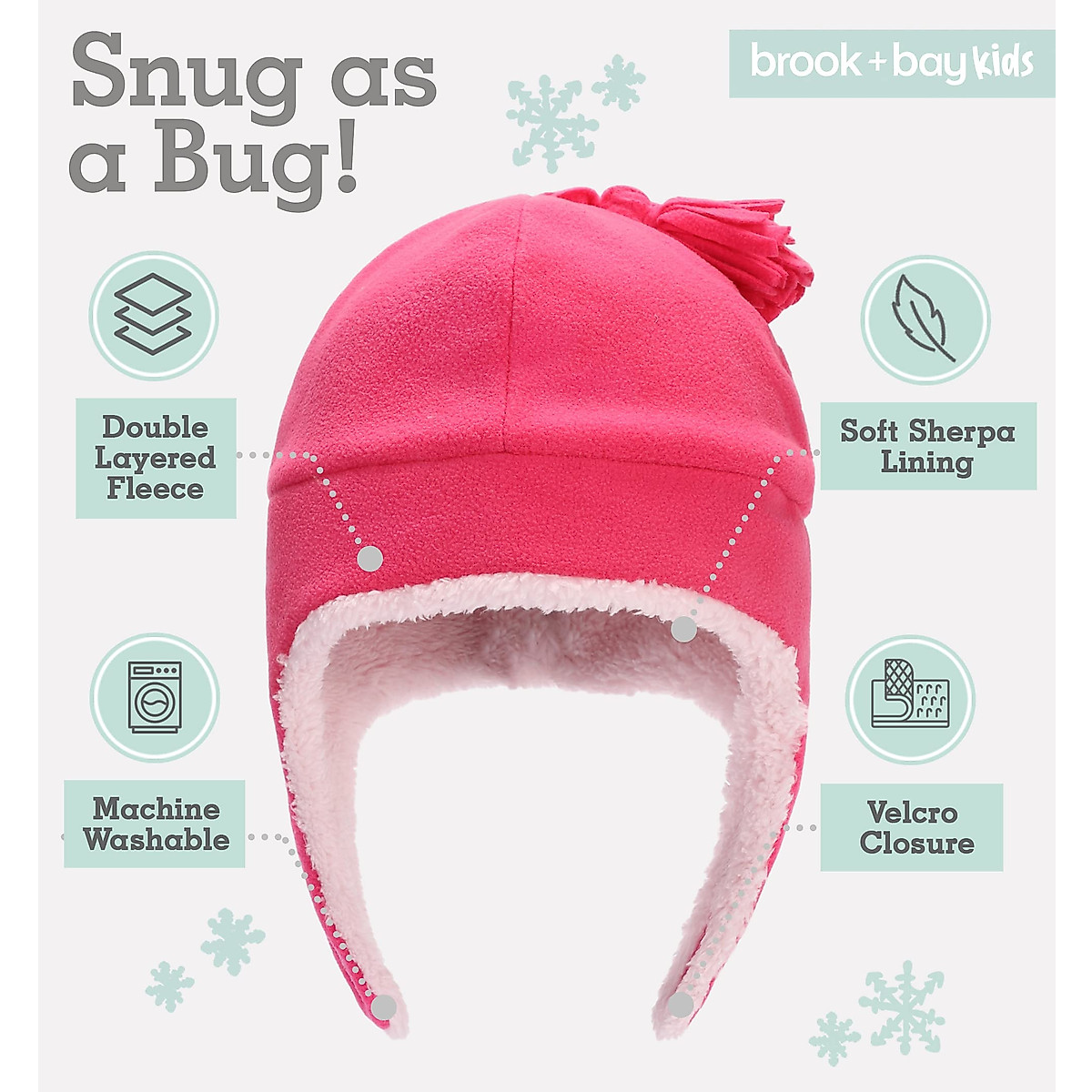 Brook + Bay Toddler Hat & Glove Set - Toddler Mittens & Winter Hat - Baby Fleece Hat for Infant Kids Set 2-3 years old - Pink