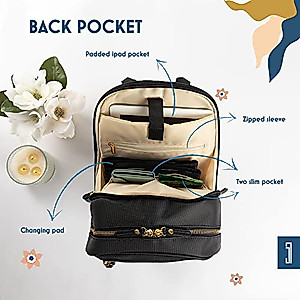 IDAHO JONES Small Diaper Bag, Mini Diaper Backpack - Spacious and Sleek - Stroller Straps and Changing Mat Included - Claremont