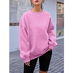 AUTOMET Preppy Clothes Sweatshirts Hoodies for Women Teen Girls Oversized Sweaters Cute Fall Outfits 2023 Y2K Crewneck Pullover Tops Pink