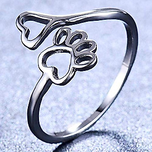 Jude Jewelers Stainless Steel Cute Dog's Cat's Paw Cocktail Party Holiday Wedding Anniversary Statement Ring (Silver, 8)