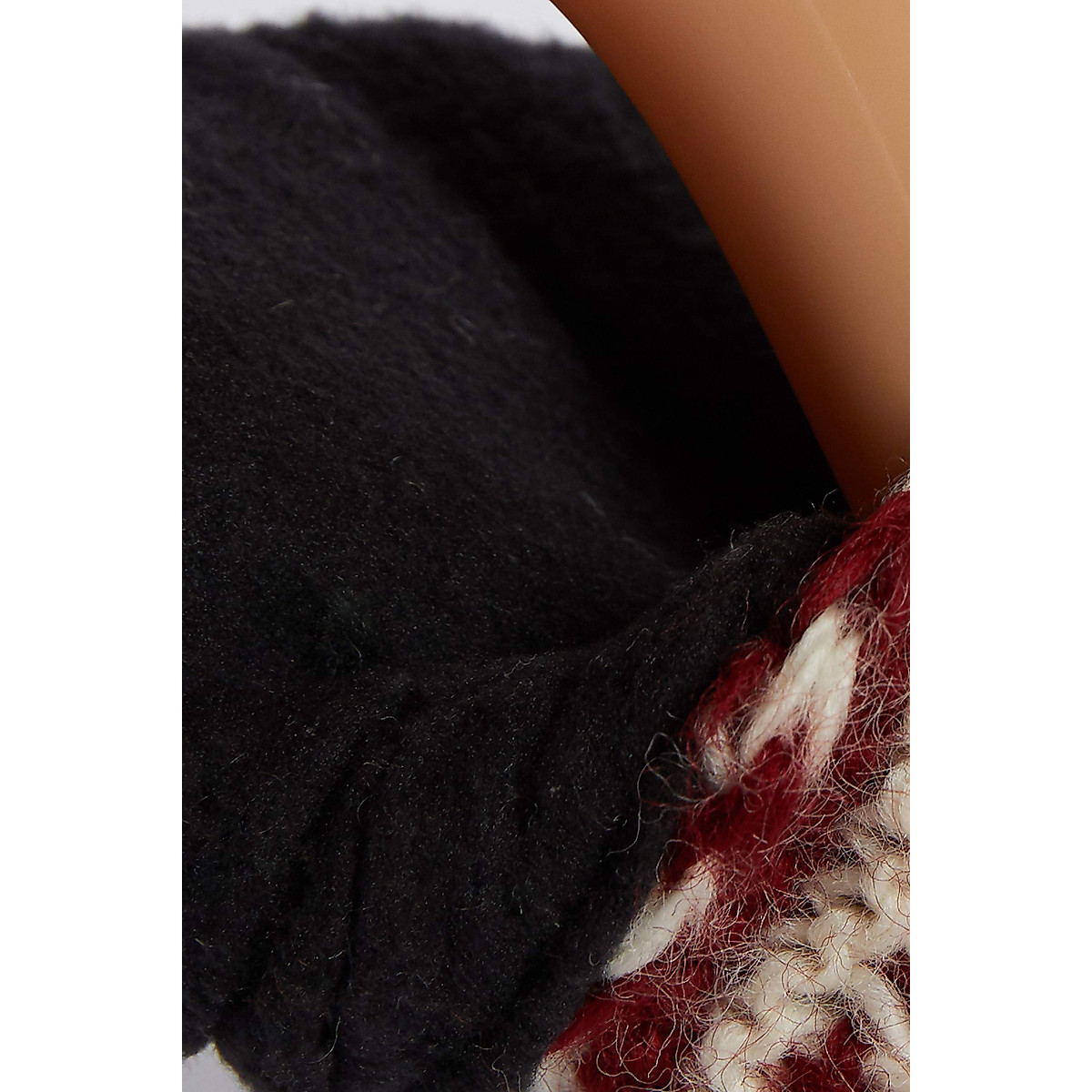 Red Hand Knit Wool Fleece Lined Tibetan Slipper Socks Small