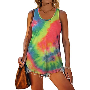 Tank Tops for Women =Summer Plus Size Workout Tops for Women Tie Dye 3X