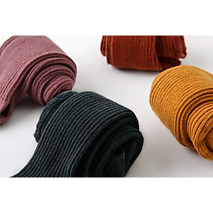 CECORC Newborn Cotton Seamless Cable Knit Tights - 4 Pack, 0-6 Months, White+Black+Lightpink+Ginger