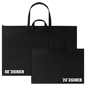 Abbylike 2 Pcs Art Portfolio Case 36 x 48 and 24 x 36 Inch Art Portfolio Storage Large Poster Board Bag Waterproof Poster Carrying Tote with Nylon Shoulder for Artwork, Poster, Sketching and Drawing