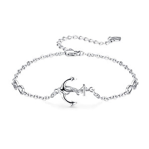 CUOKA MIRACLE Anchor Bracelet 925 Sterling Silver Anchor Bracelet Sailor Bracelet Nautical Jewelry Anchor Jewelry for Women Best Friends Holiday Christmas Birthday