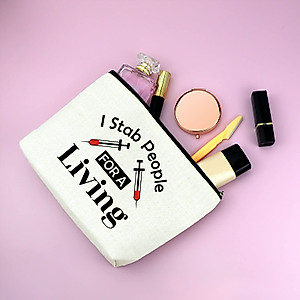 Funny Phlebotomist Gift for Women Makeup Bag Phlebotomy Appreciation Gift Cosmetic Bag Thank You Gift for Medical Technologist Dialysis Technician Practitioner Graduation Gift Travel Toiletry Pouch