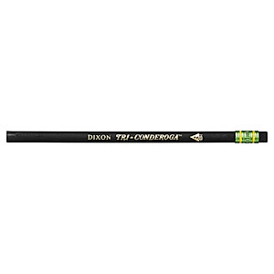 Ticonderoga Tri-Conderoga Triangular Pencils, Wood-Cased #2, Sharpener, Soft Touch Comfort Barrel, Black, 12-Pack (22500)