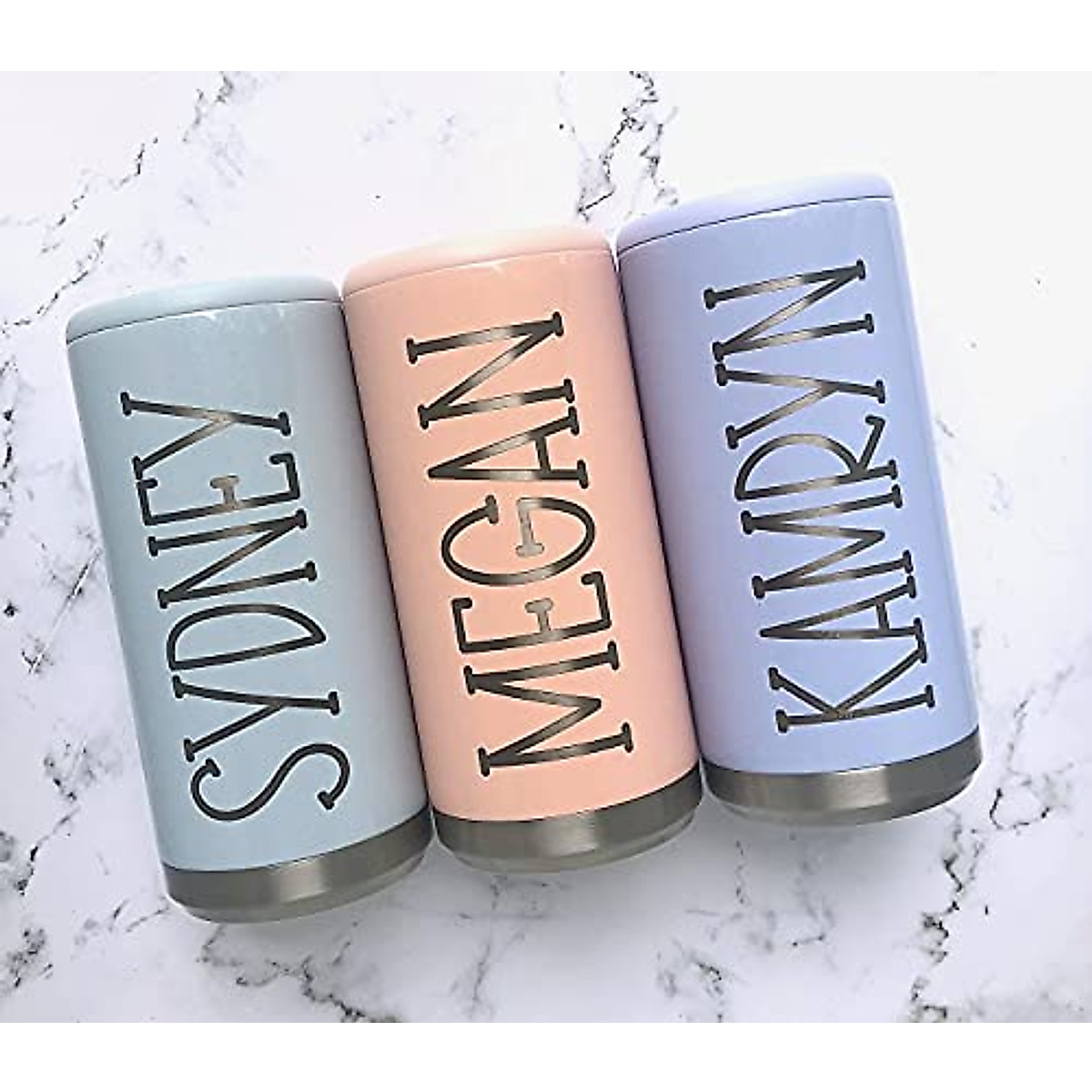 Maars® Personalized Slim Can Cooler Stainless Steel - Skinny Can Cooler Laser Engraved - Stainless Steel 12oz Sleeve, Double Wall Vacuum Insulated Drink Holder for Slim Beer & Hard Seltzer