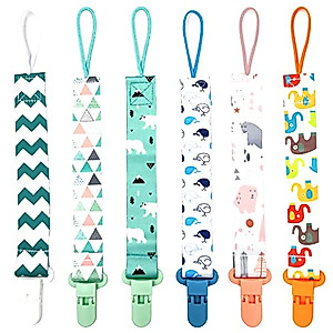 OnlyBP® Set 6 Baby Pacifier Holder Clip - Pacifier Clip for Boys and Girls Fits for Most Pacifiers - Protects Your Baby - Binkie Styles & Baby Teethers & Toys and Gift