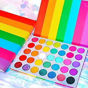 UIIOPJIOM 35 Colors Eyeshadow Palette, Matte Shimmer Metallic Eyeshadow Long Lasting,Glitter Eye Shadow, Highly Pigmented Eye Makeup Palette for Girls, Kids