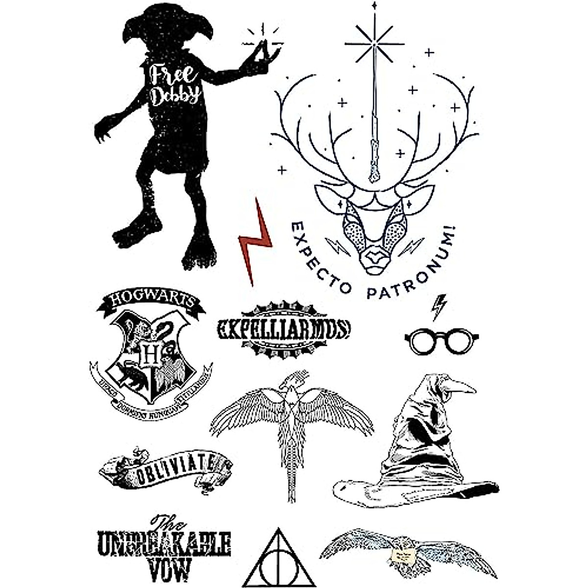 Cinereplicas Harry Potter - Temporary Tattoos (35 tattoos) - Official License