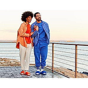 Dearfoams Men's Adjustable Indoor/Outdoor Memory Foam Machine Washable Summer Slide Slipper, Mandarin, 9-10