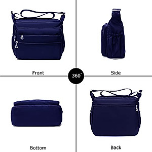 LassZone Women Tote Bag Nylon Waterproof Shoulder Bag Multi-Pocket Casual Shopping Handbag Large Capacity Women Wallet Bags