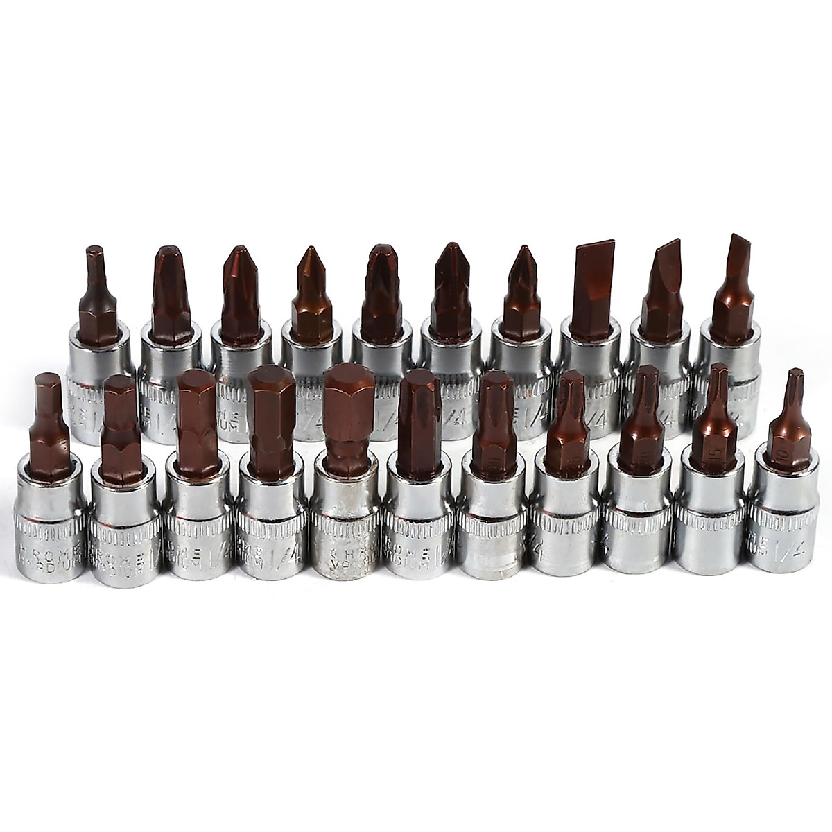 GOTOTOP 46 Piece Socket Wrench Set 1/4 Drive Metric Extension Bar with Box, CR V Steel