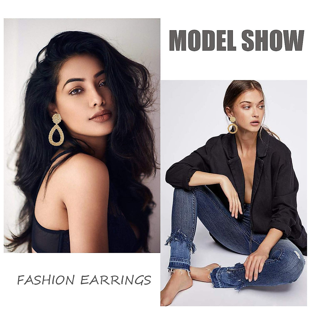 ATIMIGO 6 Pairs Gold Statement Drop Earrings Metal Geometric Dangle Drop Earrings for Women