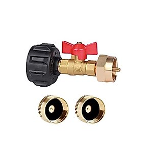QCC1 Propane Refill Adapter with On/Off Control Valve, QCC1 Propane Refill Pressure Adapter Couple for Camping Grill 1LB Bottle Tank 20~40LBS Cylinder