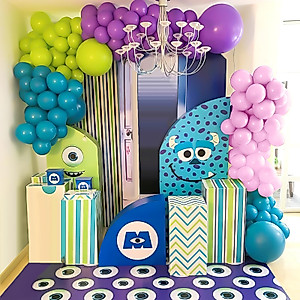 Monster Balloons Arch Garland Kit, Monster Cartoon Inc Balloons Party Decorations, Purple Green Blue Pink Teal Blue Balloons Arch for Monster Theme Birthday Baby Shower Party Decor