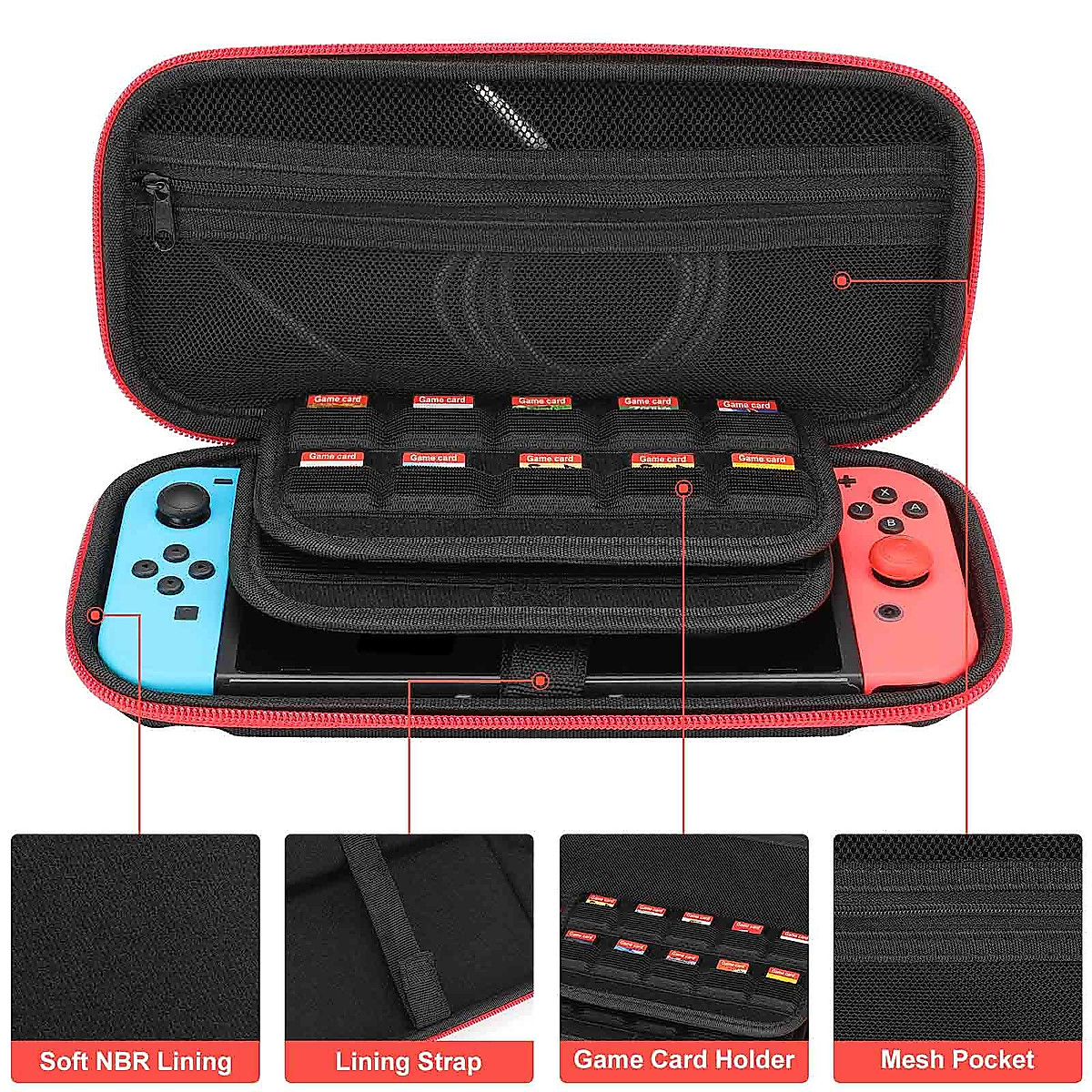 German Shepherd on Blue Starry Switch Carrying Case Protective Hard Shell Portable Travel Pouch with 20 Game Cartridge