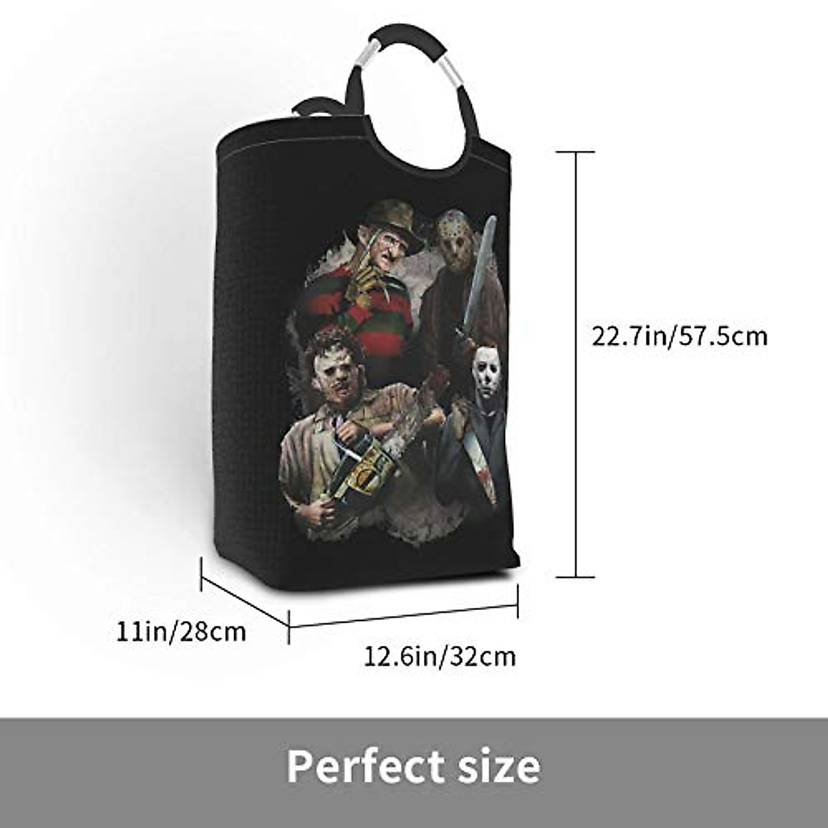 Michael-Myers Horror Halloween Large Laundry Basket,Collapsible Fabric Laundry Hamper, Foldable Clothes Bag,Folding Washing Bin