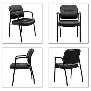 Devoko Office Reception Chairs Executive Leather Guest Chairs with Armrest Ergonomic Upholstered Lumbar Support Side Chairs