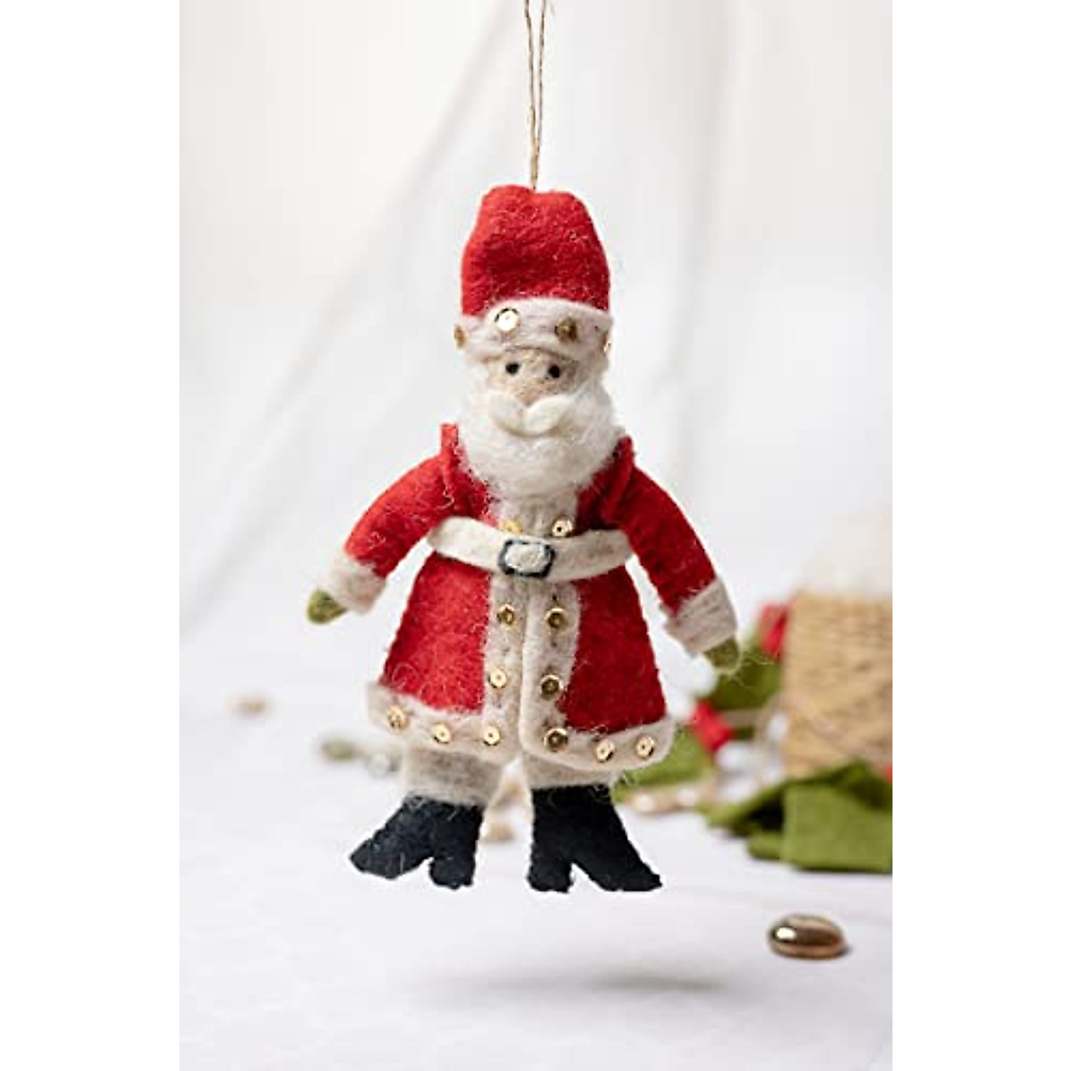 De Kulture Handmade Premium Wool Felt Christmas Santa Claus Ornament Eco Friendly Needle Felted Stuffed Ideal for Home Office Decoration Holiday Decor, 1.5x1.5x4.7 (LWH) Inches