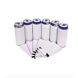 SNERTZ 12 Pack Slim Can Cooler White Blank DIY Sublimation Durable Neoprene Insulated Skinny Beer Seltzer Can Holder Cooler Sleeve Coolies Fits 12oz cans
