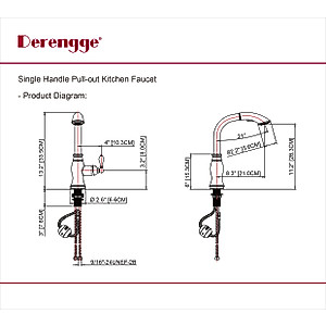 Derengge Single Handle Pullout Kitchen Faucet Without Deck Plate,1 Hole Installation, Meets cUPC NSF 61-9 AB1953, Matte Black Finished,KF-258G-MT