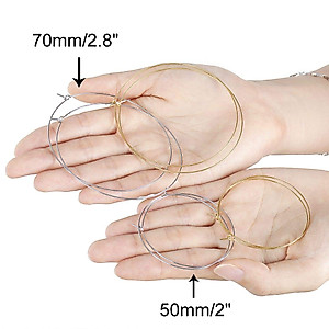 ESMATOO Thin Gold Hoop Earrings for Women - Hypoallergenic Lightweight Gold Hoop Earrings Dainty - Large (Gold, 50mm)