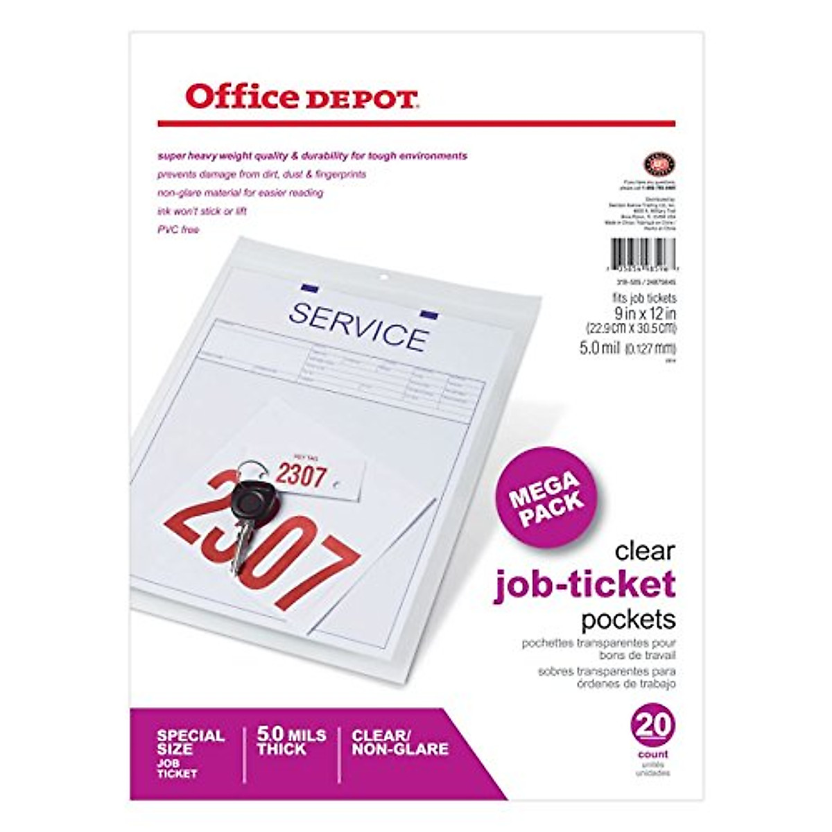 Office Depot Job Ticket Holders, 9in. x 12in, Pack of 20, R179919