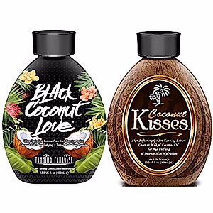 Ed Hardy Coconut Kisses Golden Tanning Lotion, 13.5 oz | BEST SELLERS | Tanning Paradise Black Coconut Love Tanning Lotion | Coconut Oil | Age-Defying | Tattoo Protecting Formula | Ultra Hydrating