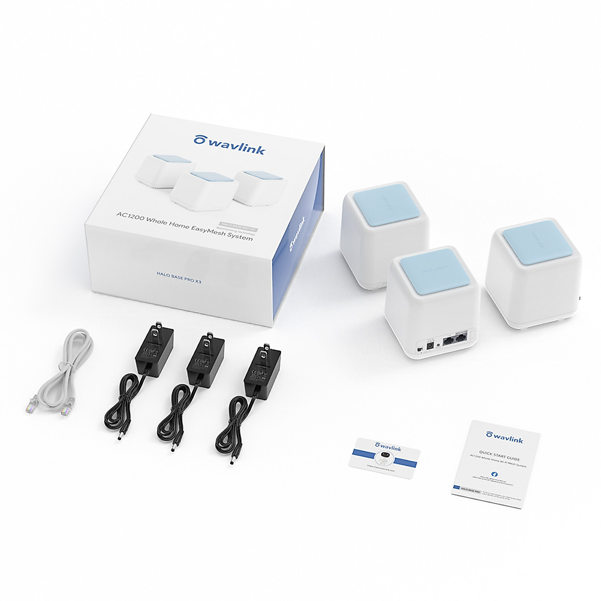 WAVLINK Mesh WiFi System Up to 3,000-4,000 sq. ft. Whole Home Coverage WiFi Router/Extender Replacement, Dual-Band 2.4GHz+5Ghz, 4 x Internal Antennas, Support Touch Link Function, 3-Pack