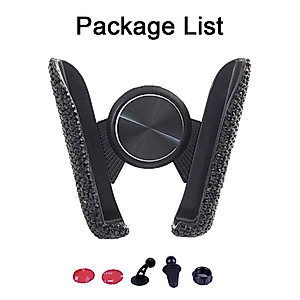 SUNCARACCL Bling Car Phone Holder Mini Dash Air Vent Automatic Mount Universal 360°Adjustable Crystal Auto Stand Accessories for Women and Girls (Black)