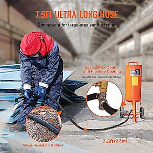 VEVOR 10 Gallon Heavy-Duty Sand Blaster, 60-110 PSI High Pressure Sandblaster, Portable Abrasive Blasting Tank, Air Sand Blasting Kit with 2 Ceramic Nozzles & 7.5ft Hose for Paint, Stain, Rust Removal