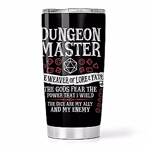 Dungeon Master The Weaver Of Lore & Fate Dungeons & Dragons White Text Stainless Steel Tumbler 20oz Travel Mug