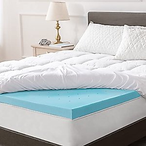 Phantoscope 4 Inch Dual Layer Memory Foam Mattress Topper, King Size, 2 Inch Cooling Gel Memory Foam + 2 Inch Cotton Pillow Top Cover, Relieve Hip and Back Pain for Stomach and Side Sleepers White