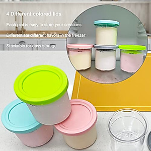 CUTIECLUB 4PCS Ice Cream Pints Containers with Lids and Stainless Steel Ice Cream Scoop Set for Ninja Creami, Compatible with NC299AMZ & NC300s Series Creami Ice Cream Makers