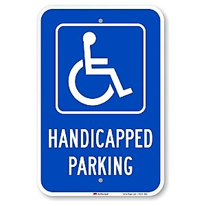 SmartSign Handicapped Parking Sign, 12 x 18 Inches 3M Engineer Grade Reflective Aluminum, Pre-Drilled Holes, USA Made