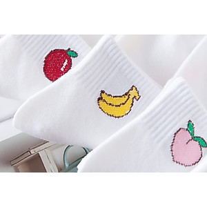 Joylife Fruit Embroidered Ankle Socks Cute Low Cut Socks for Women, Ladies, Girls, 10 Pack