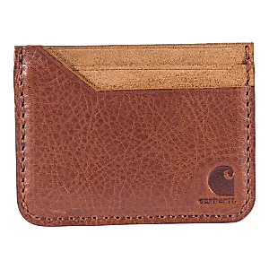 Carhartt Men's Rugged Patina Leather Wallets, Available in Multiple Styles and Colors, Front Pocket (Brown), One Size