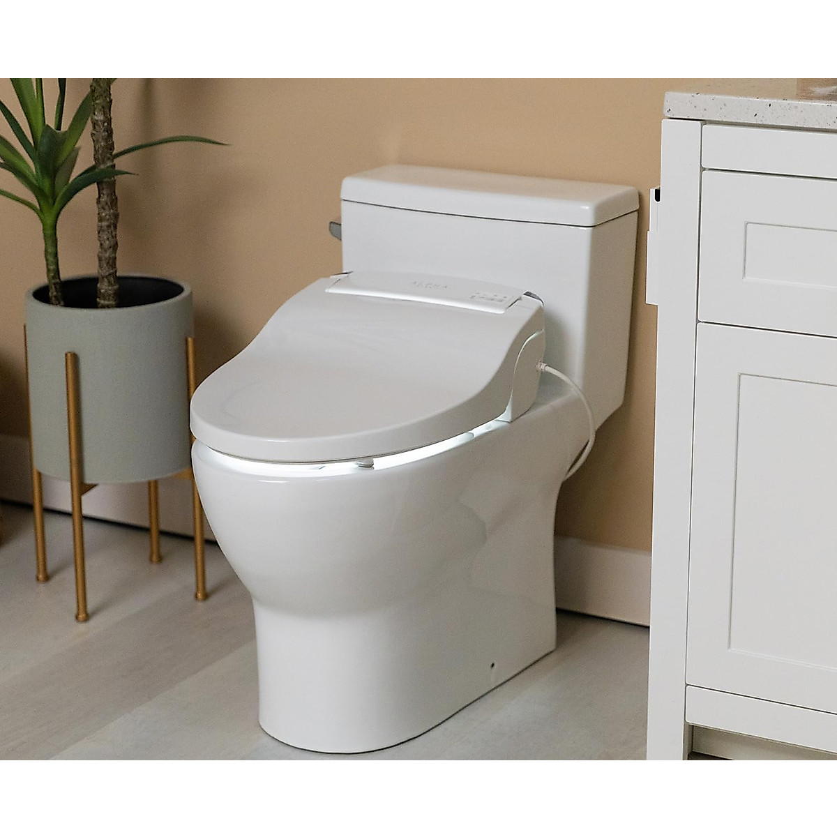 ALPHA BIDET JX2 Elongated Bidet Toilet Seat Bundle with UX Pearl Elongated Bidet Toilet Seat, Endless Warm Water, LED Nightlight, Stainless Steel Nozzle