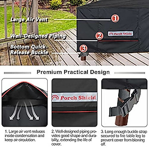 Porch Shield UV-Resistant Patio Fire Pit Cover - Waterproof Round 32 inch Outdoor Fire Bowl Cover, Black