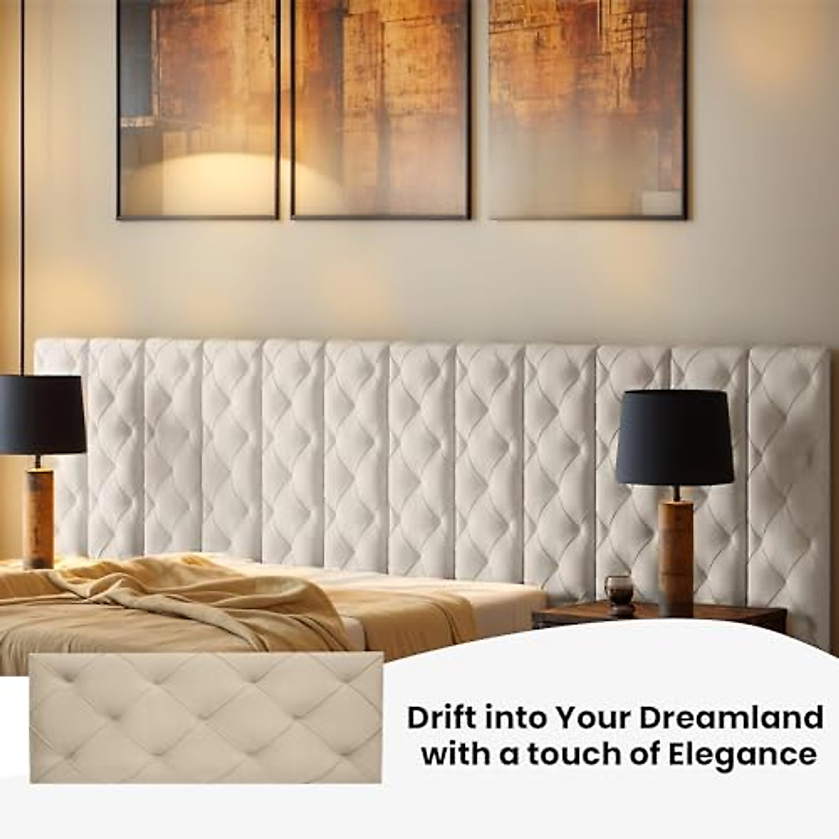 King Headboard Queen Size - Diamond Tufted Twin Headboard - Upholstered Queen Bed Wall Headboard Full- Peel & Stick Headboards Panels Queen Size - Diy headboard King Only - Wall Mounted Bed Headboard