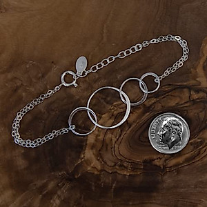 EFYTAL 40 Birthday Gifts, 925 Sterling Silver 4 Ring Bracelet for Women, 4 Circles Jewelry, Gifts for 40 Year Old, 40th Birthday Gifts for Sister