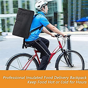 Trail maker Insulated Food Delivery Backpack with Drink Cup Holders, Pocket, Reflectors for Groceries, DoorDash, Uber Eats, GrubHub (Black)